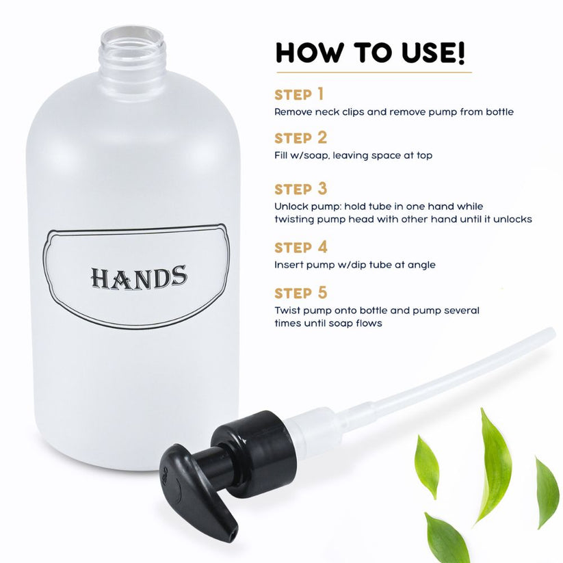 16 oz PET Plastic Set of Hand and Dish Soap Refillable Bottle Dispense ...