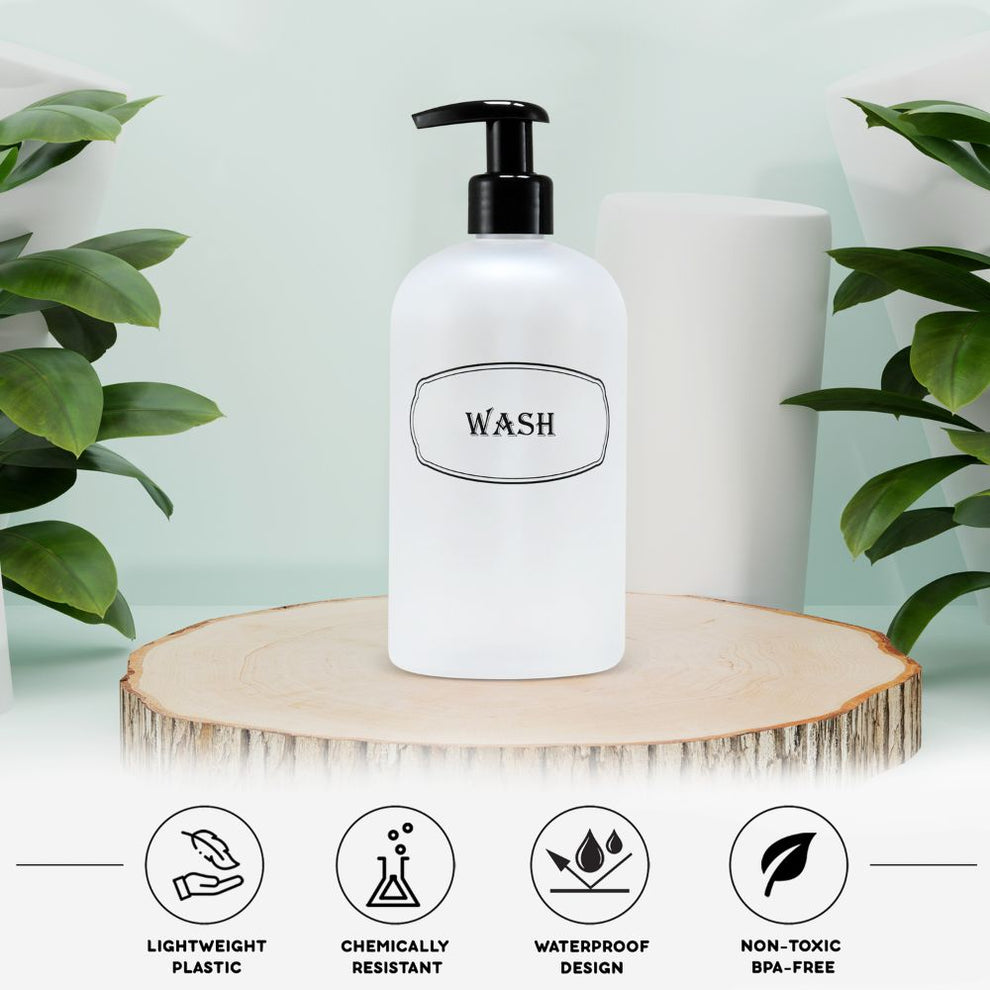 16 oz. Refillable Plastic Shampoo, Conditioner, Wash Shower Bottles wi ...