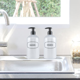 16 oz PET Plastic Set of Hand and Dish Soap Refillable Bottle Dispense ...