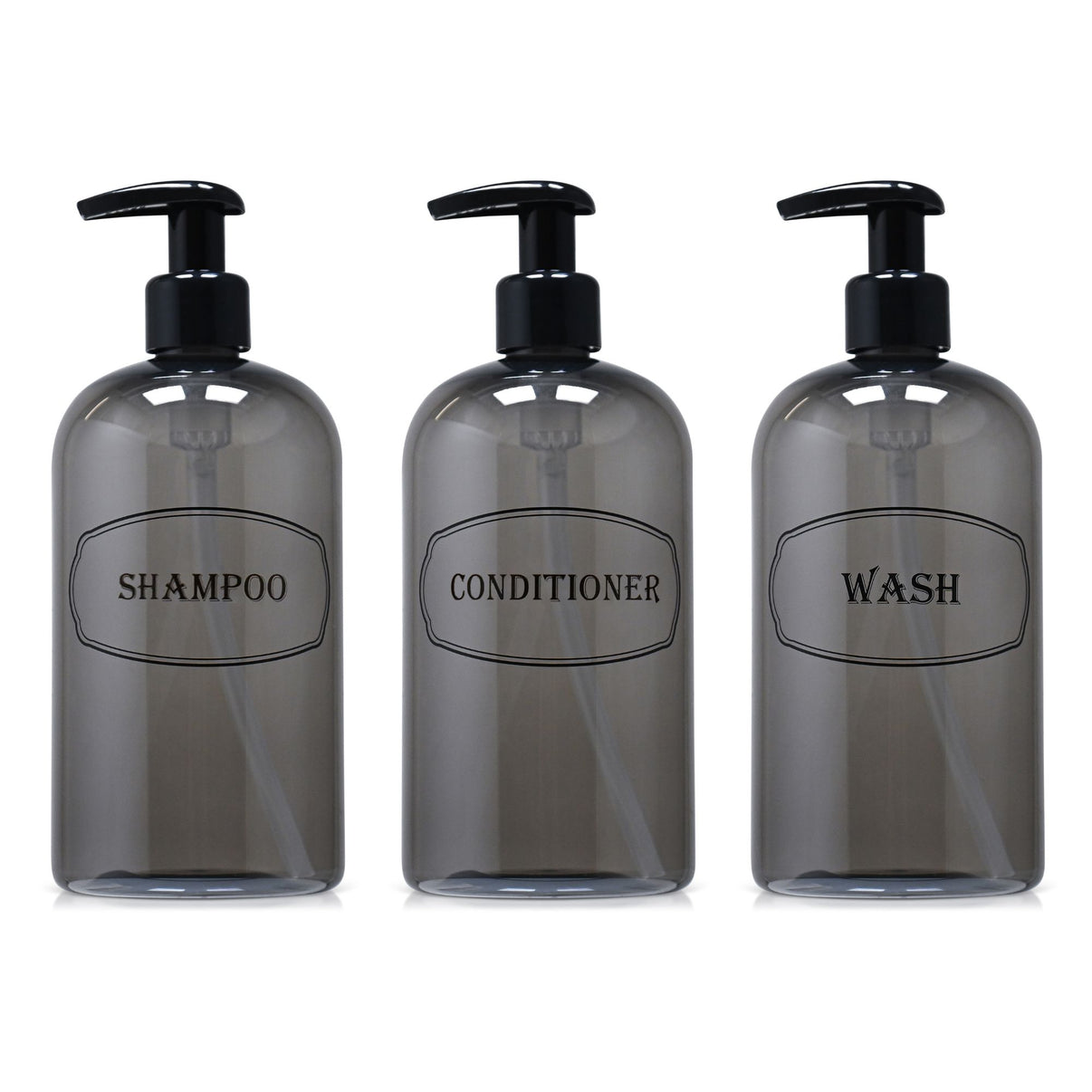 16 oz. Refillable Plastic Shampoo, Conditioner, Wash Shower Bottles wi ...