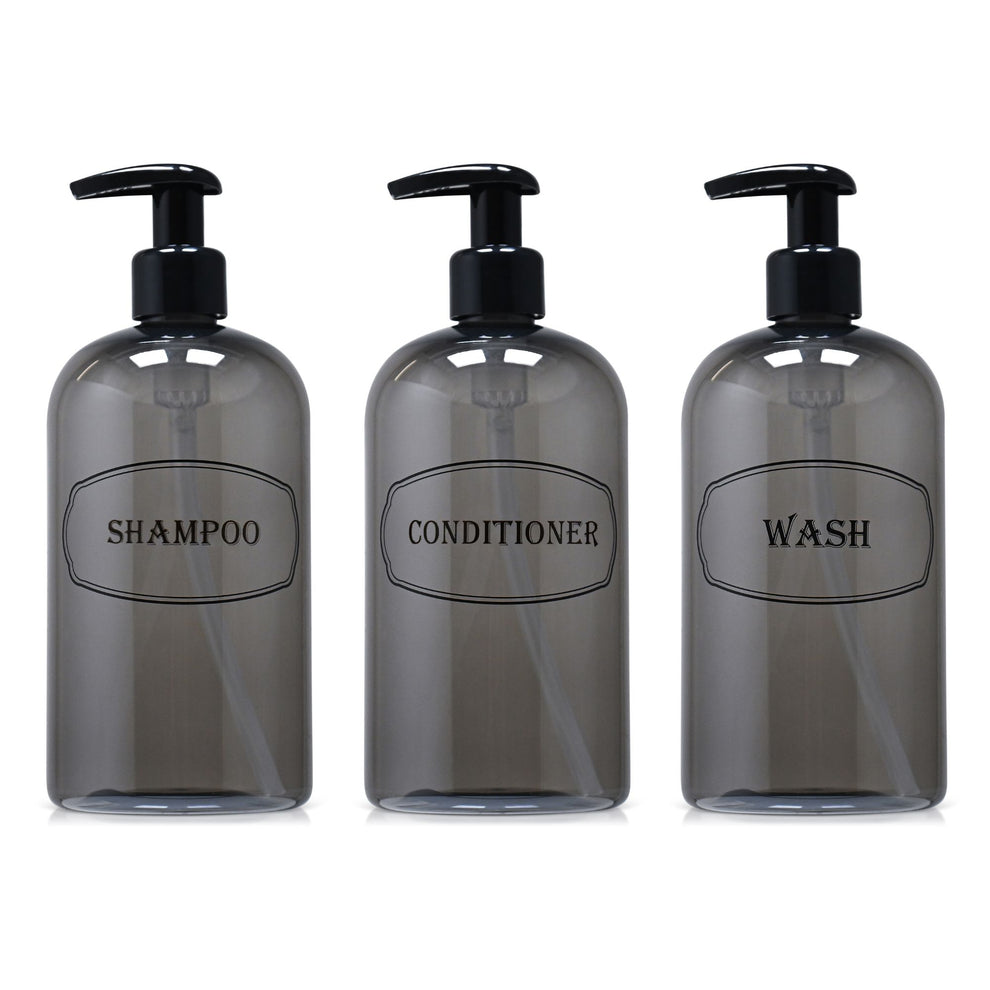 16 oz. Refillable Plastic Shampoo, Conditioner, Wash Shower Bottles wi ...