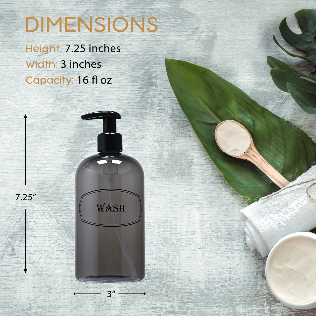 16 oz. Refillable Plastic Shampoo, Conditioner, Wash Shower Bottles wi ...