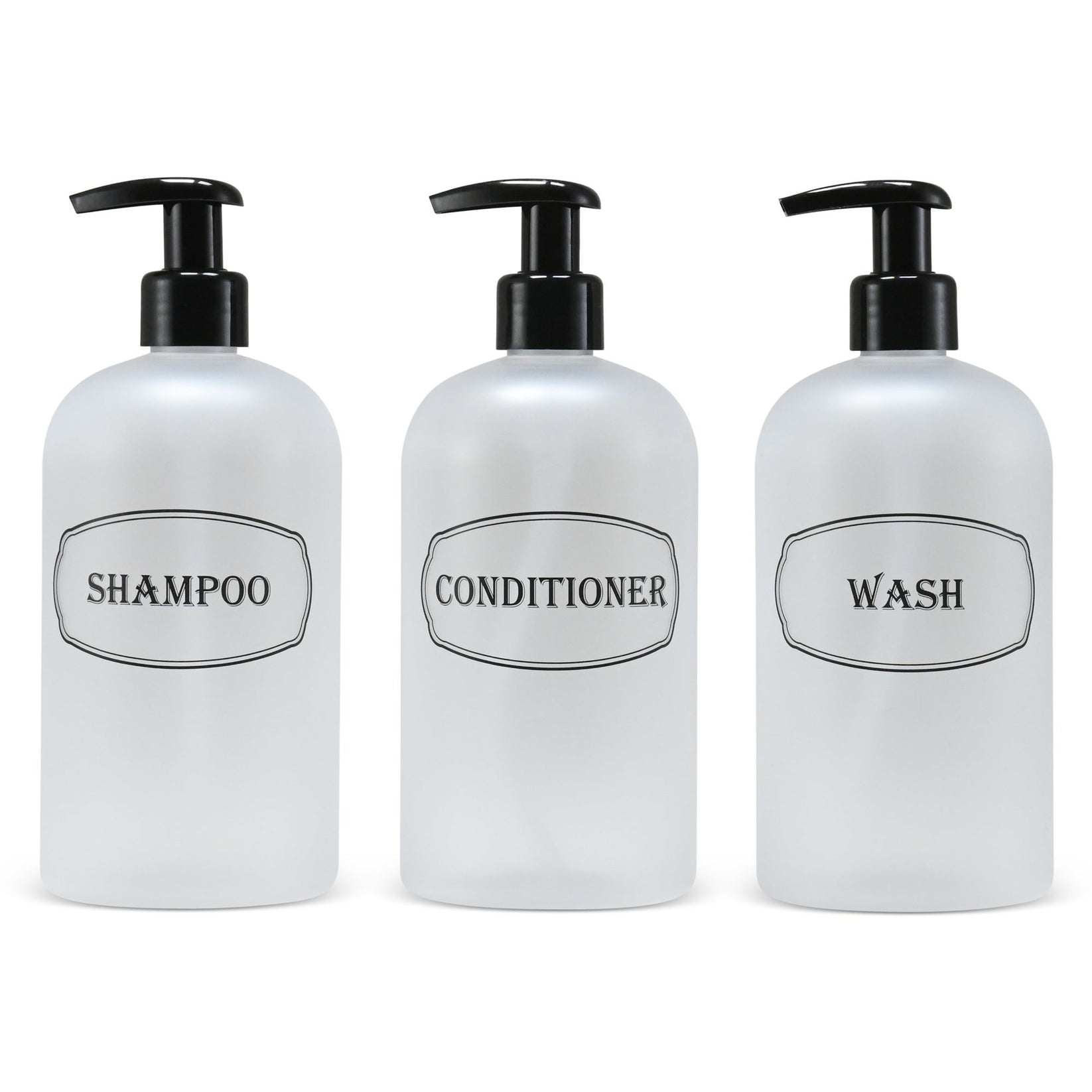16 oz. Refillable Plastic Shampoo, Conditioner, Wash Shower Bottles wi ...